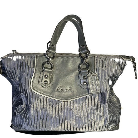 Coach | Bags | Coach Metallic Silver Satchel Bag | Poshmark